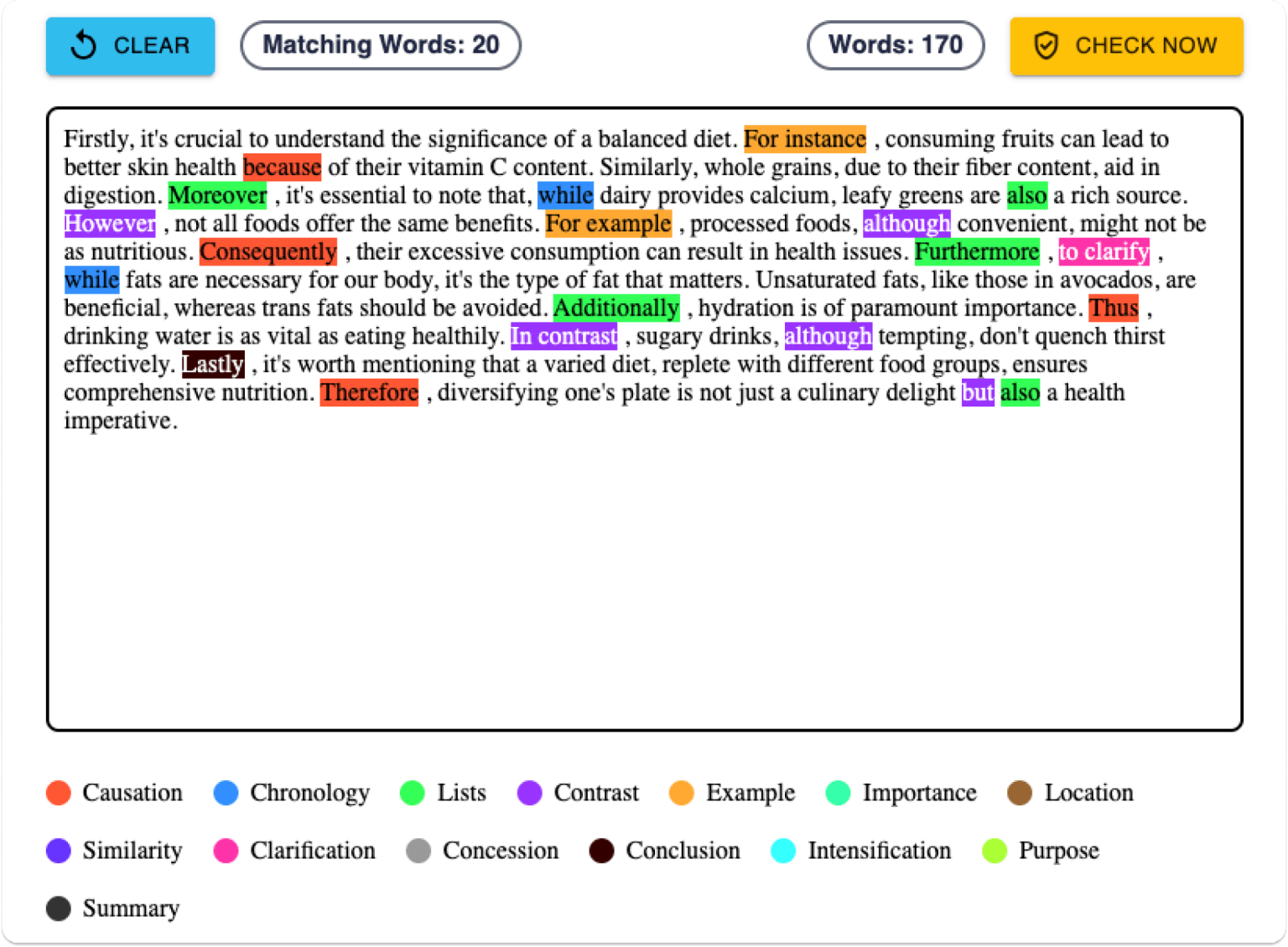 Transition Words Detection Tool